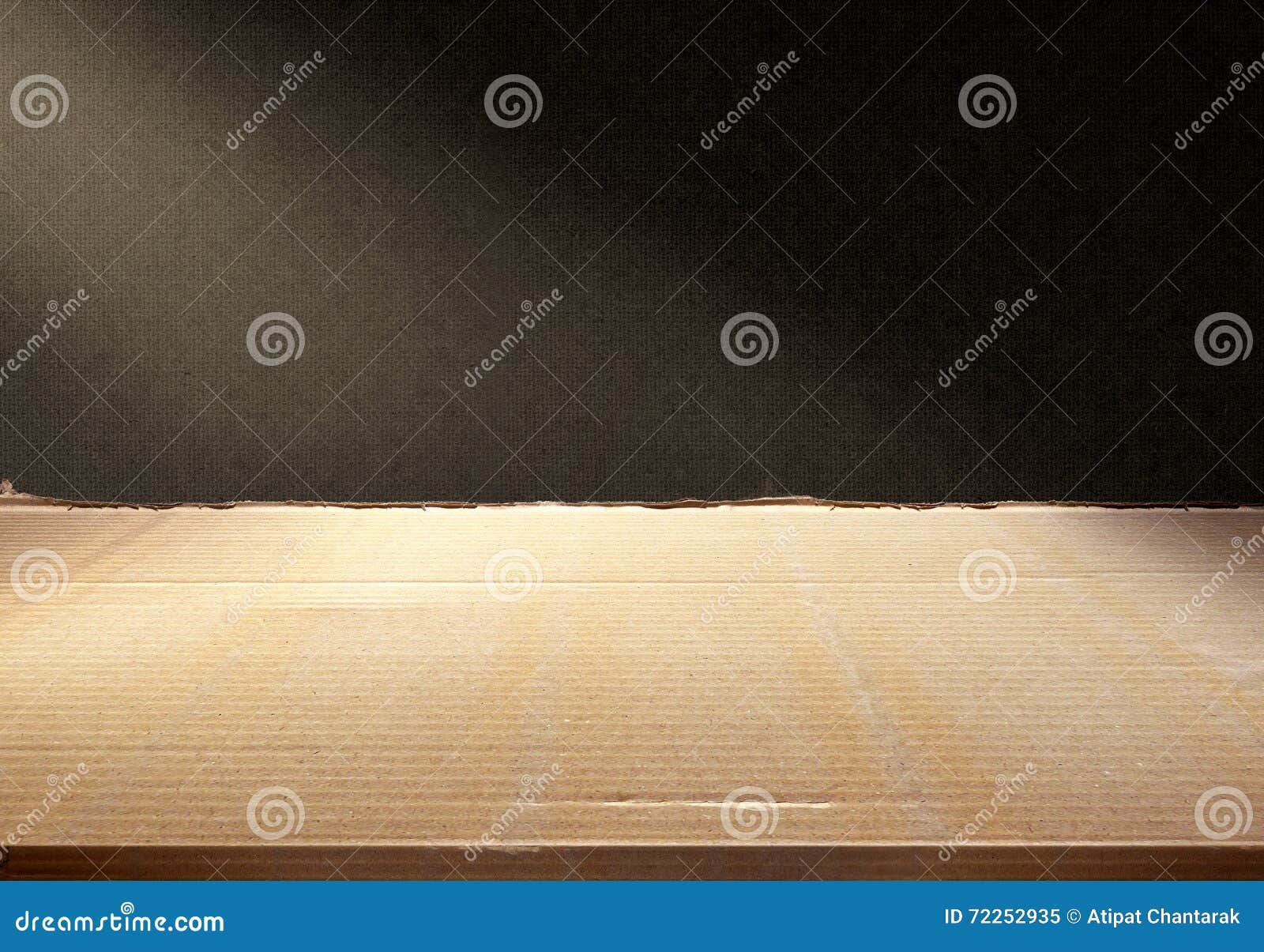 Cardboard Table with Dark Background Stock Image - Image of template ...