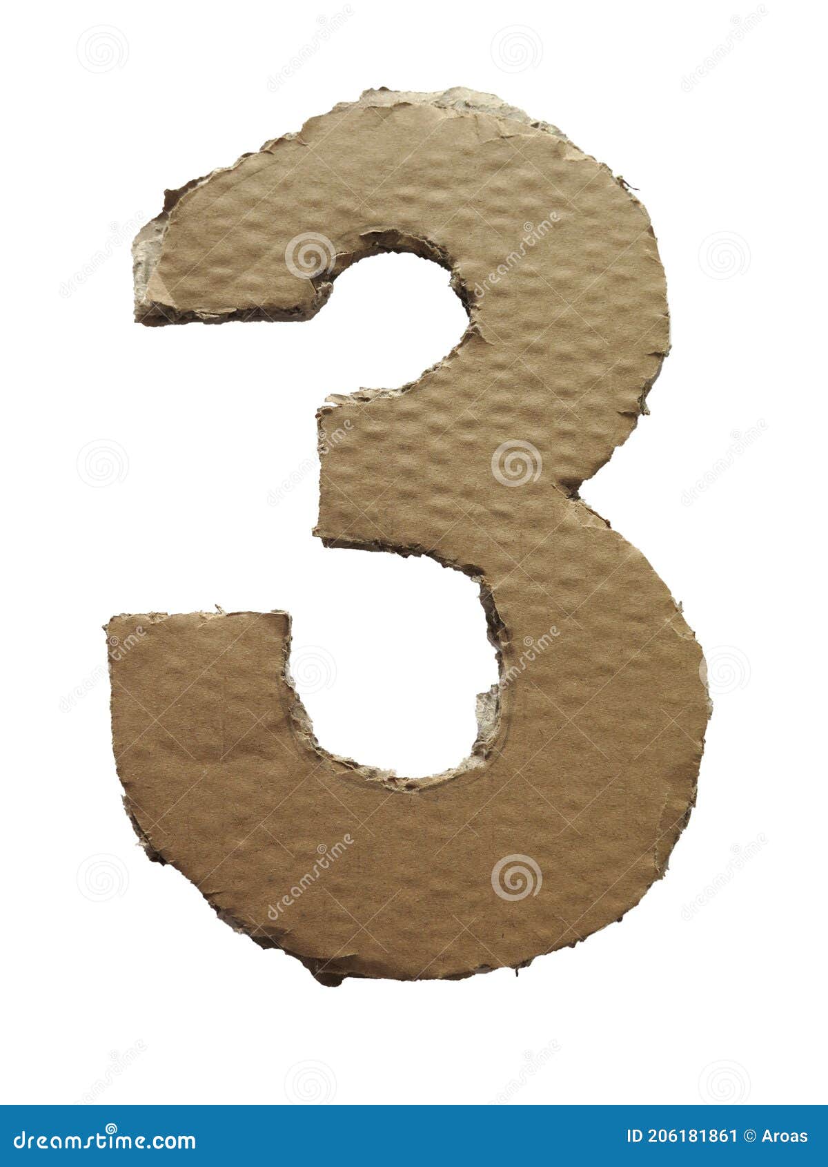 Cardboard texture Number 3 stock image. Image of creative - 206181861