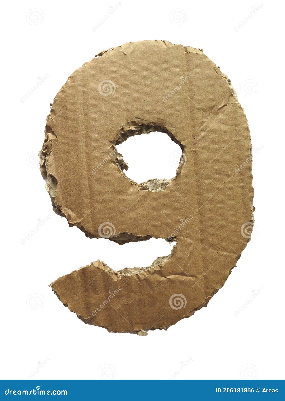 Cardboard texture Number 9 stock photo. Image of number - 206181866