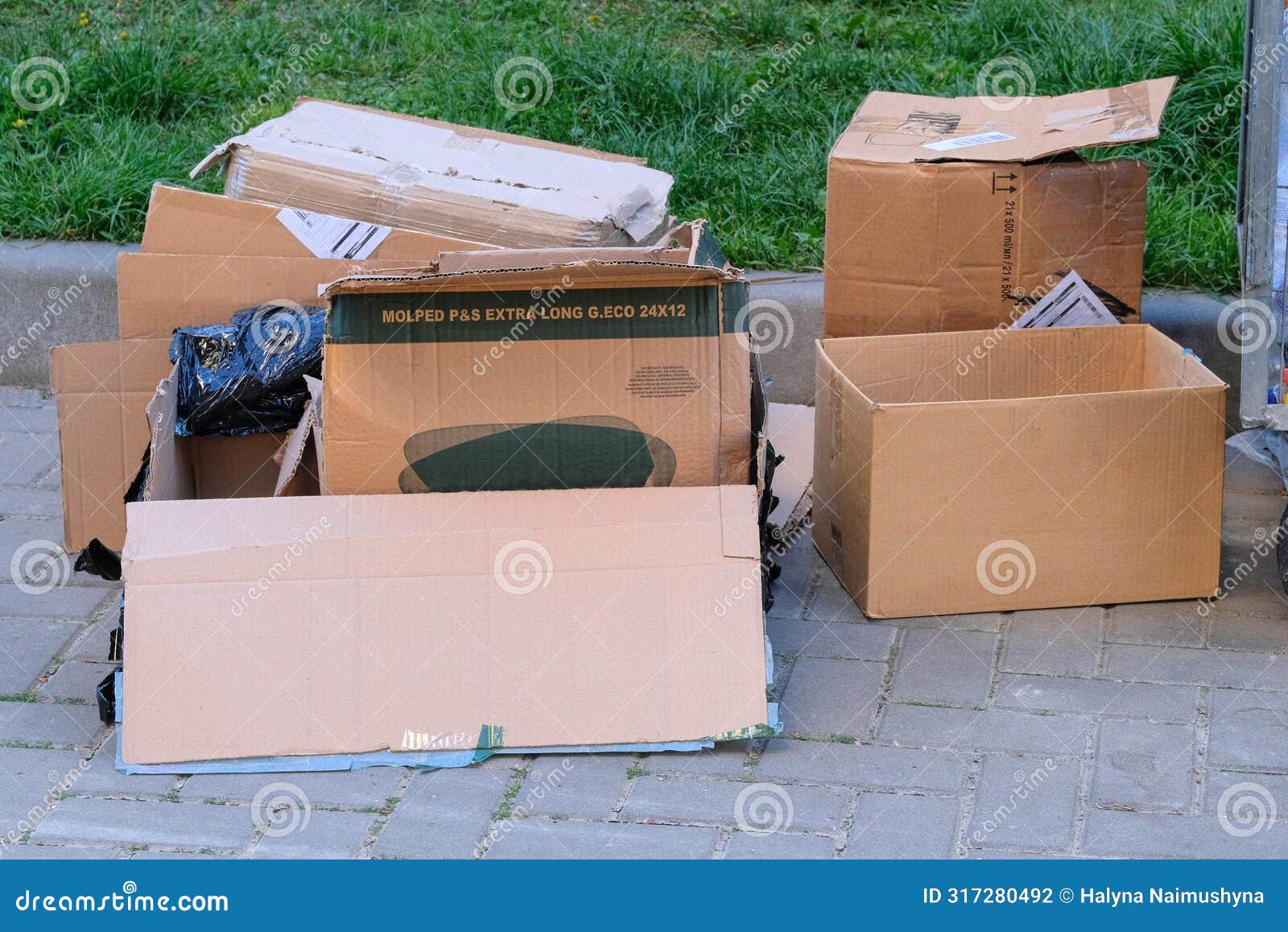 Cardboard and Waste Paper is Packaged for Recycling. Waste Stacked ...