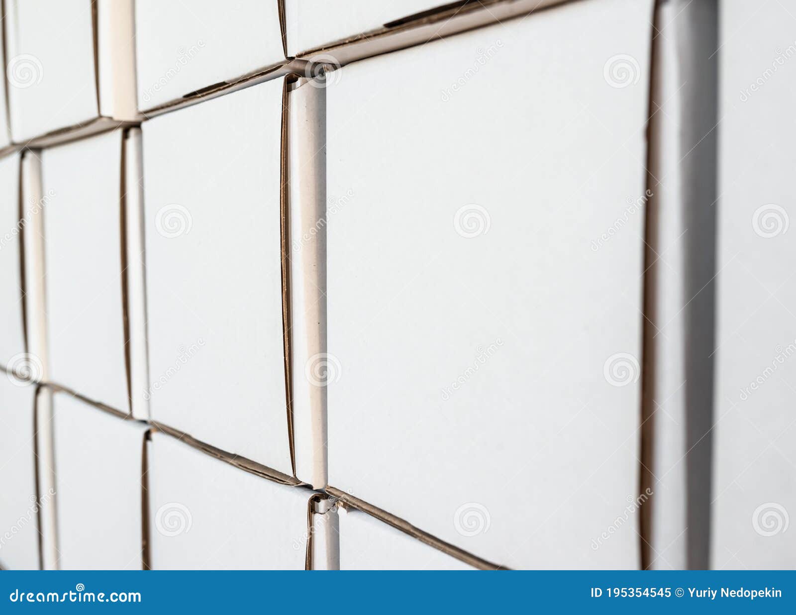 Cardboard White Boxes in Row Stock Image - Image of packaging, case ...