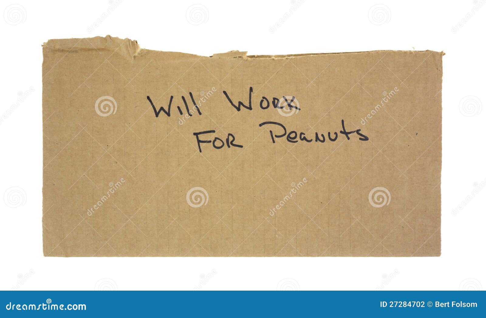 Cardboard Will Work for Peanuts Sign Stock Photo - Image of black ...