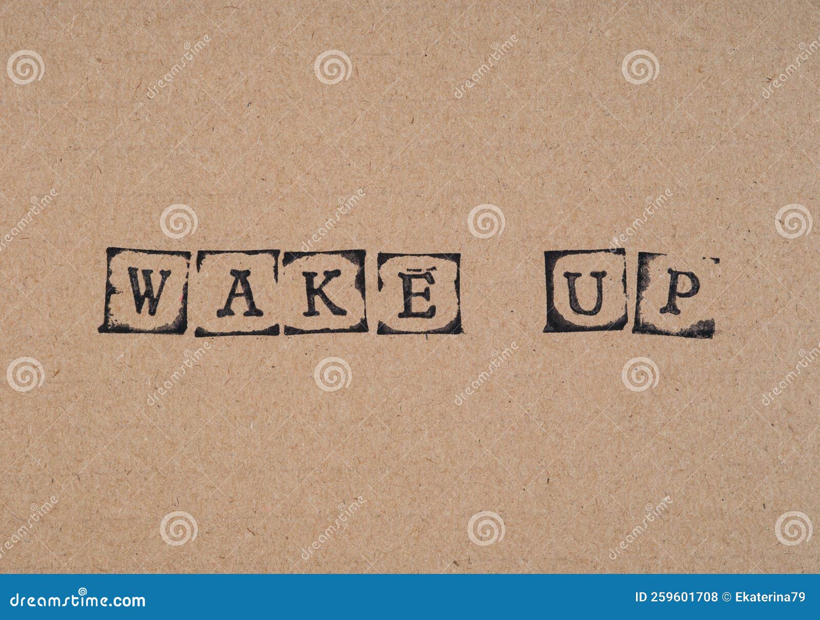 Cardboard with Words Wake Up Made by Black Alphabet Stamps Stock Photo ...