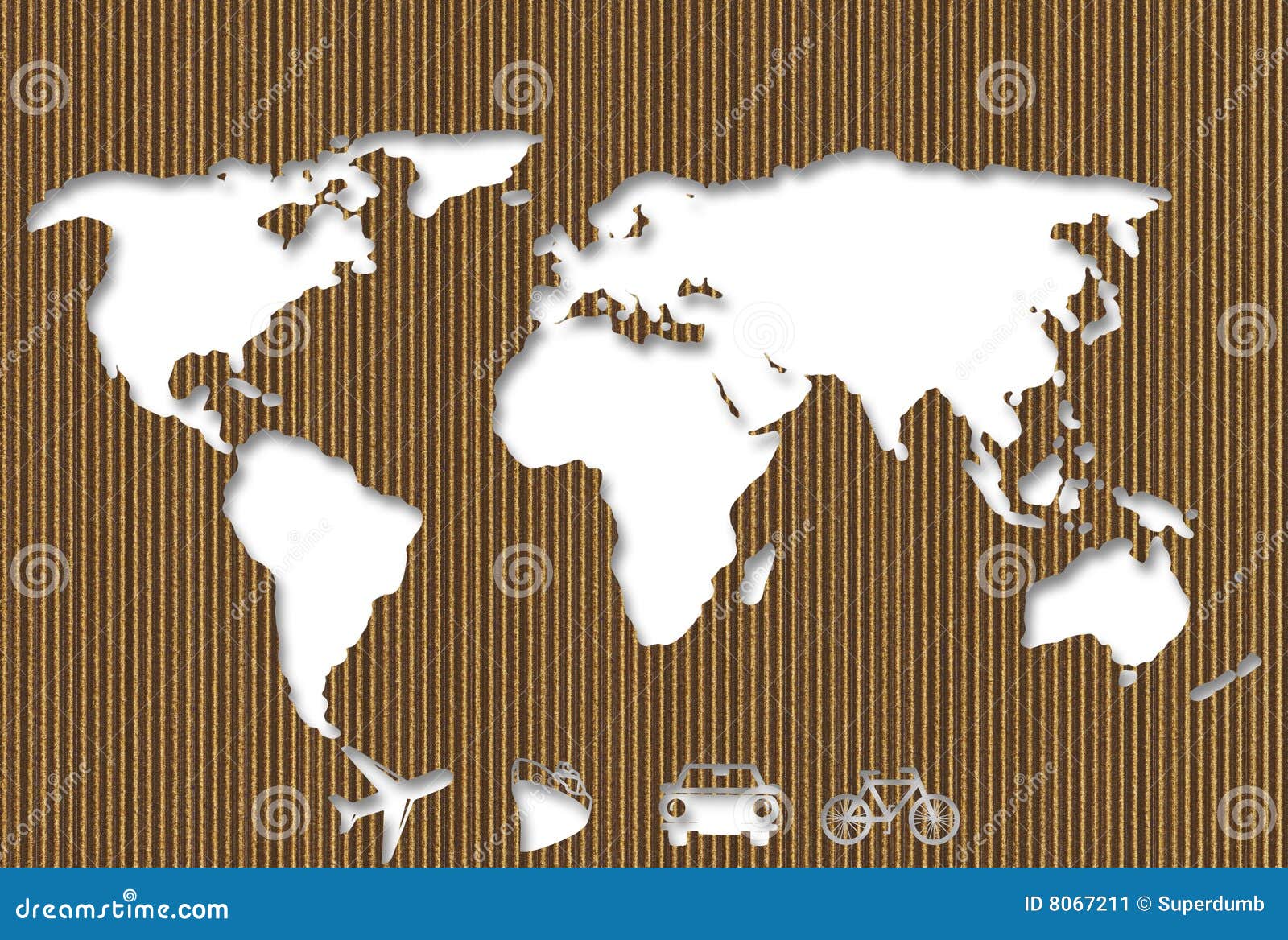 Cardboard World Map for Travellers Stock Illustration - Illustration of ...