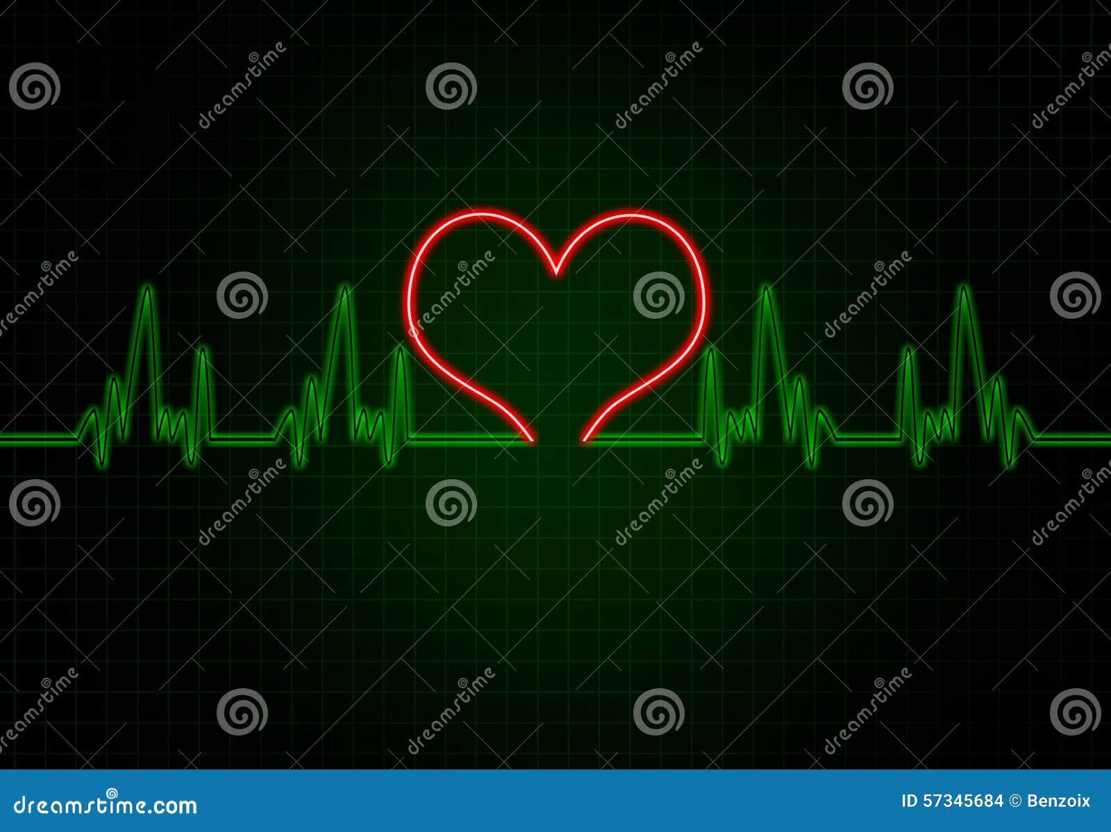 Cardiac Frequency in Green Colour with Heart Shape. Stock Illustration ...
