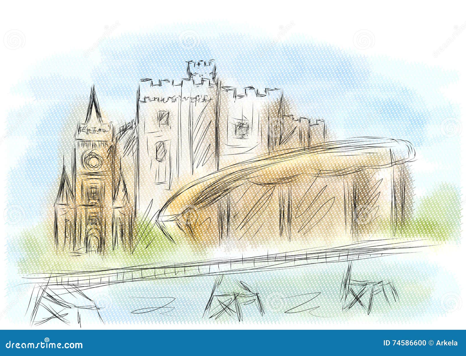 Cardiff ilustración del vector. Ilustración de torre - 74586600