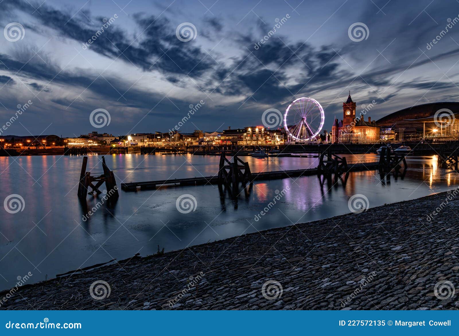 Cardiff Bay during the Blue Hour Stock Image - Image of jetty, cardiff ...