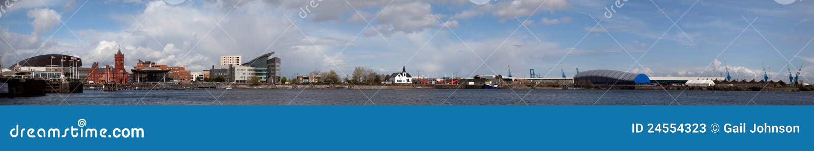 Cardiff Bay Panorama stock image. Image of stormy, roald - 24554323