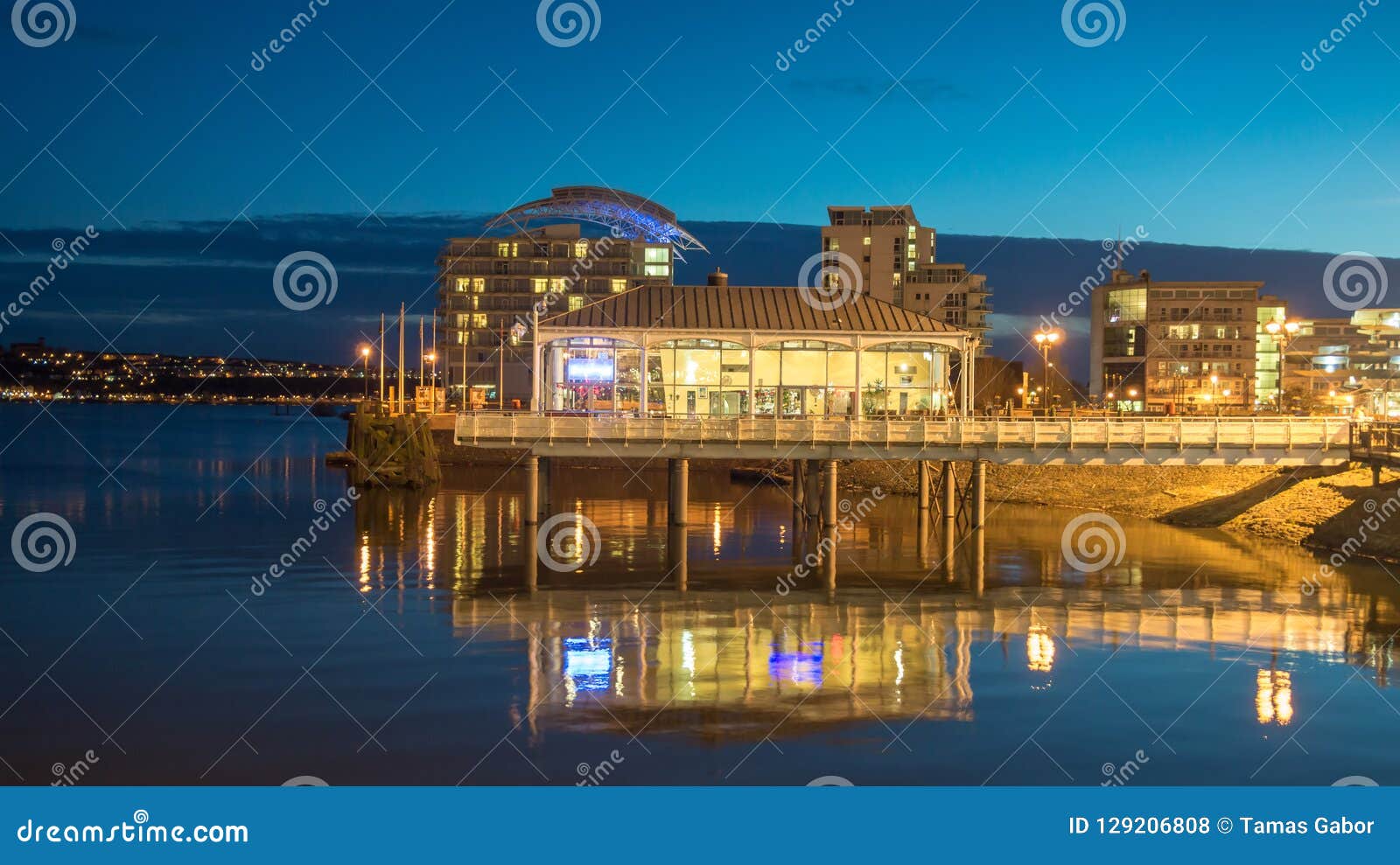 Cardiff Bay during Sunset in Cardiff, Wales Stock Photo - Image of city ...