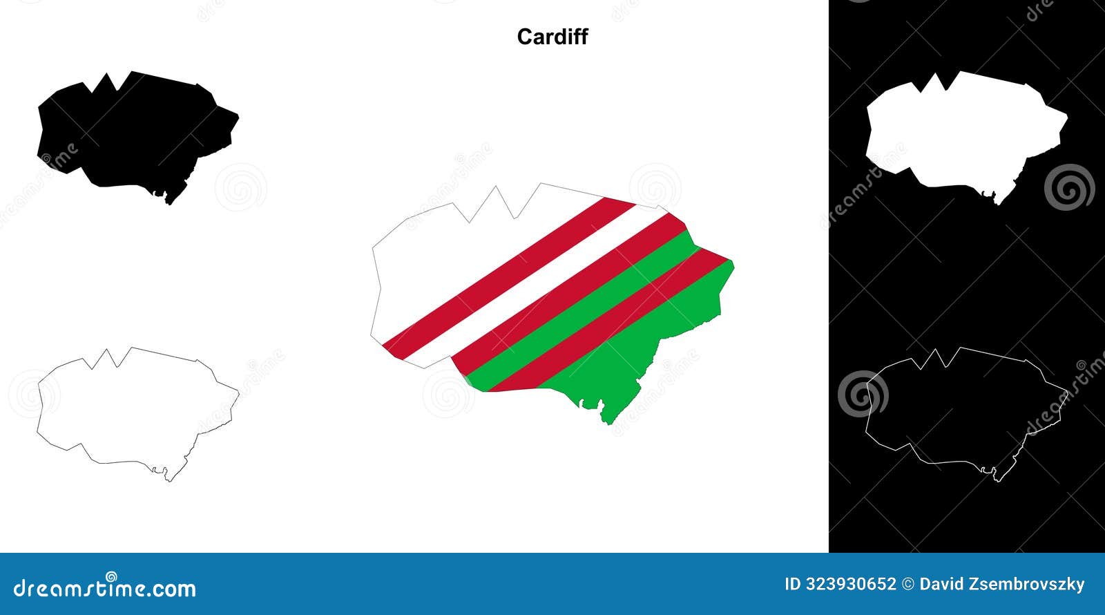 Cardiff outline map stock illustration. Illustration of united - 323930652