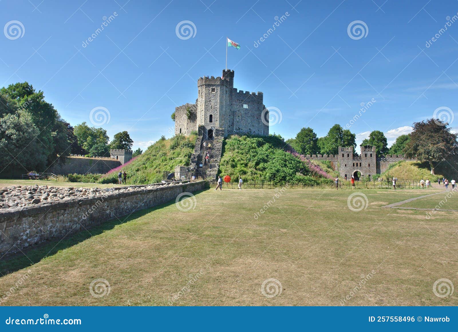 Cardiff castle in Wales stock photo. Image of defensive - 257558496