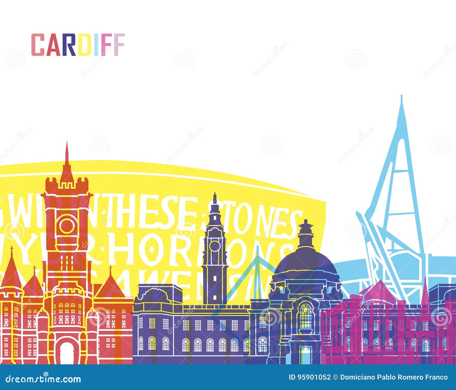 Cardiff skyline pop stock vector. Illustration of united - 95901052
