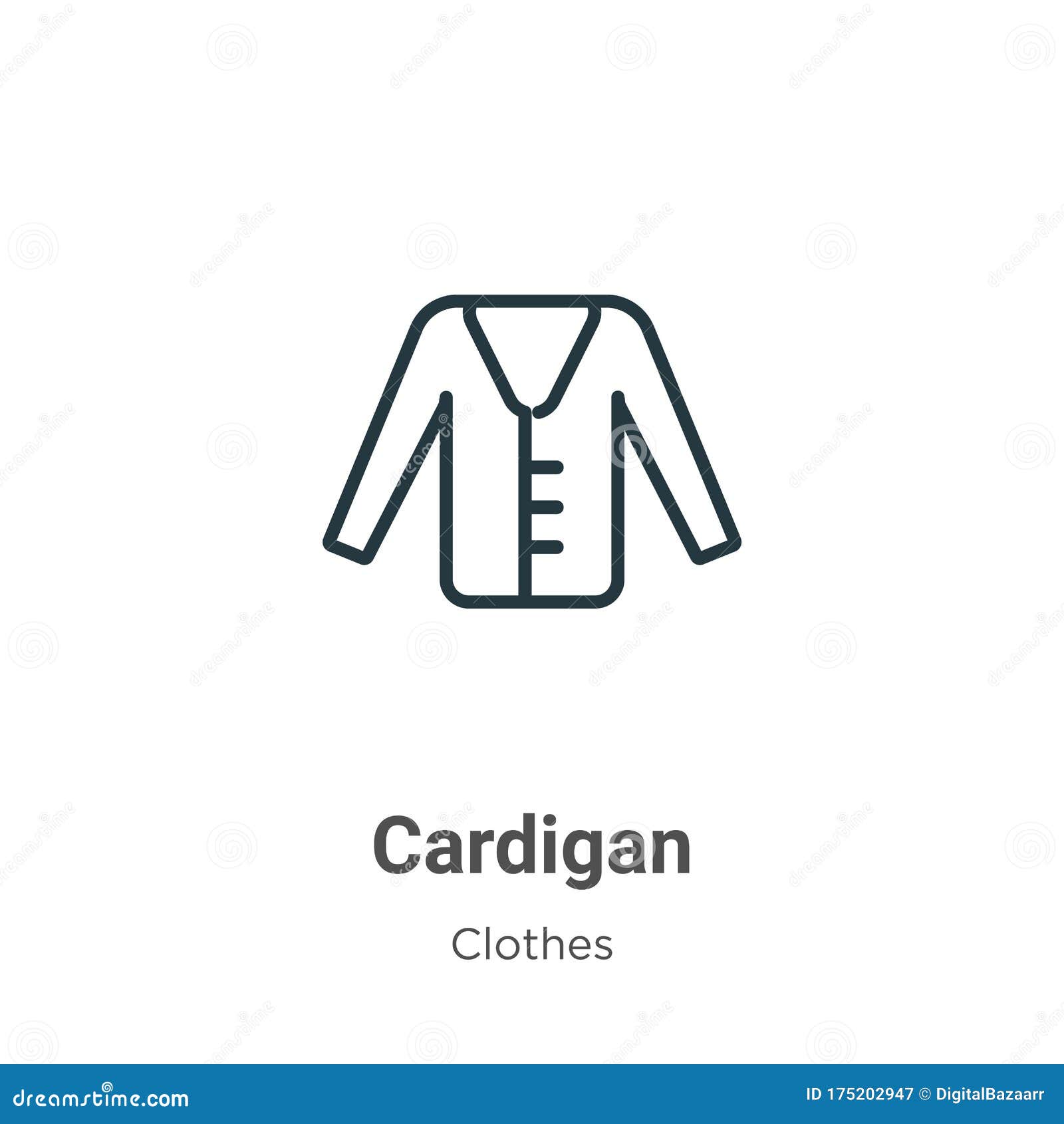 Cardigan Outline Vector Icon. Thin Line Black Cardigan Icon, Flat ...