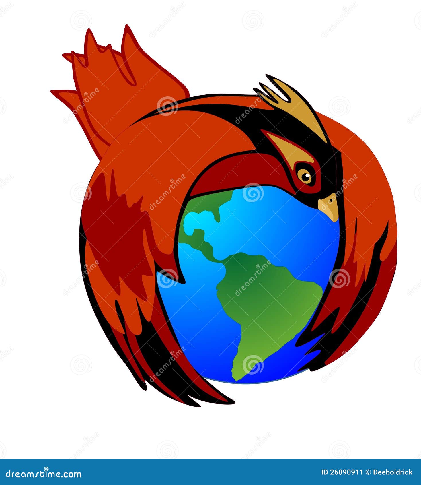 The Cardinal Bird Holds Mother Earth To Protect Stock Illustration ...