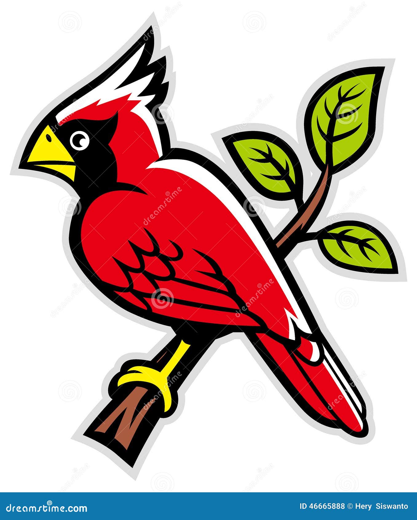 Cardinal Bird on a Tree Branch Stock Vector - Illustration of cartoon ...