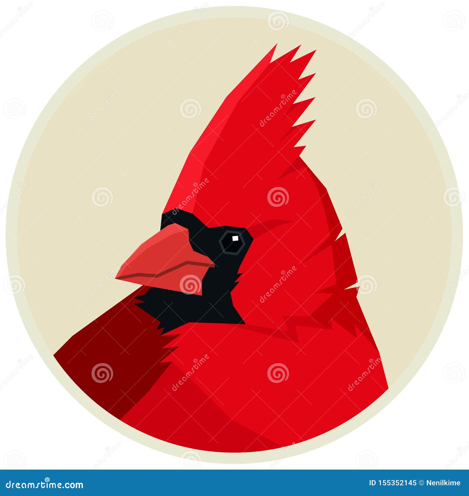 Cardinal Bird Vector Illustration Round Frame Stock Vector ...