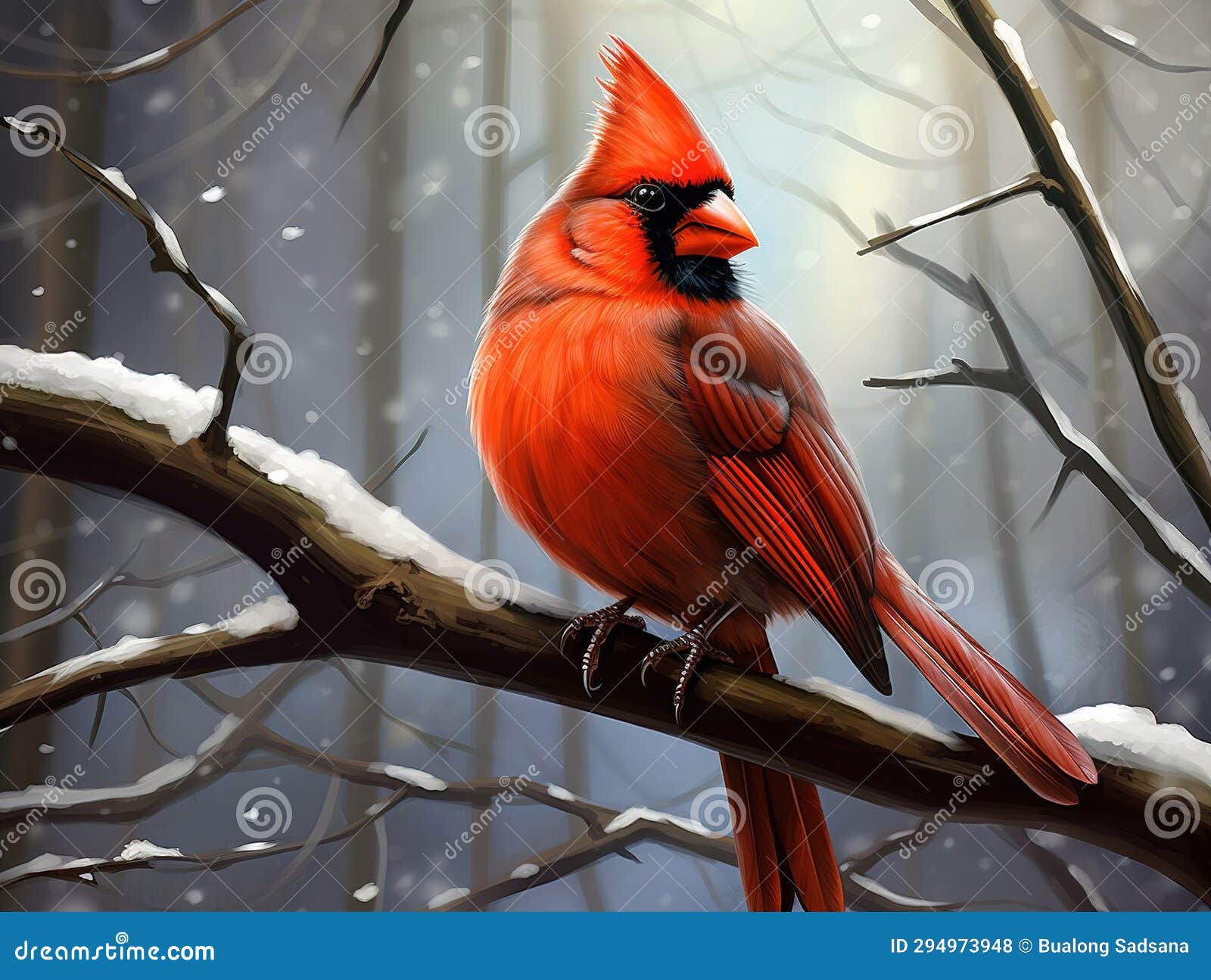 Cardinal on a Branch Made with Generative AI Illustration Stock ...