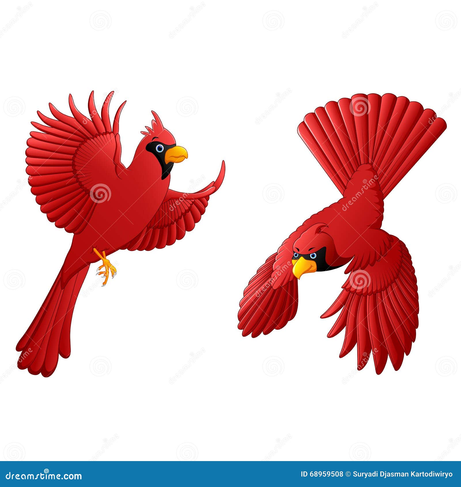Cardinal cartoon set stock vector. Illustration of element - 68959508