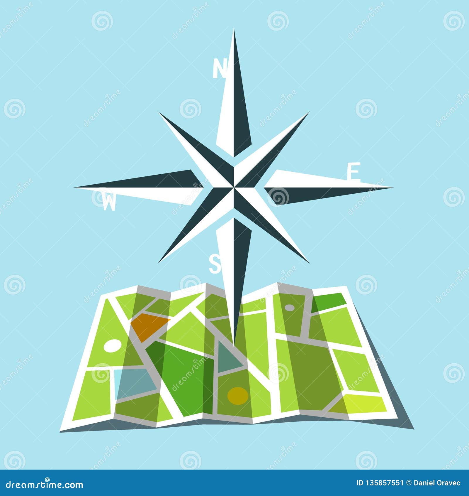 Cardinal Direction Symbol with Map Stock Vector - Illustration of ...