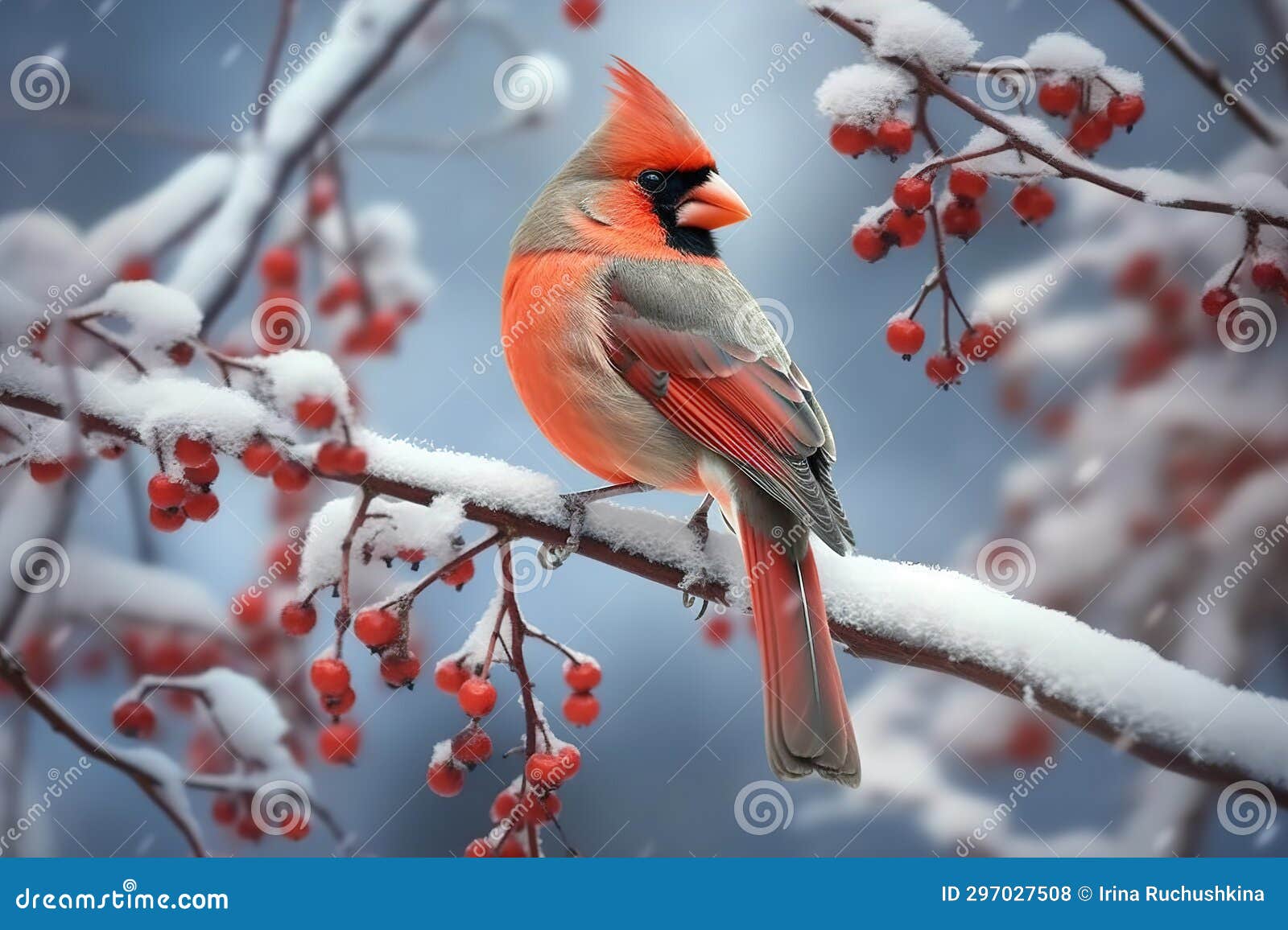 A Cardinal Perched on a Tree Branch in Late Winter Stock Photo - Image ...