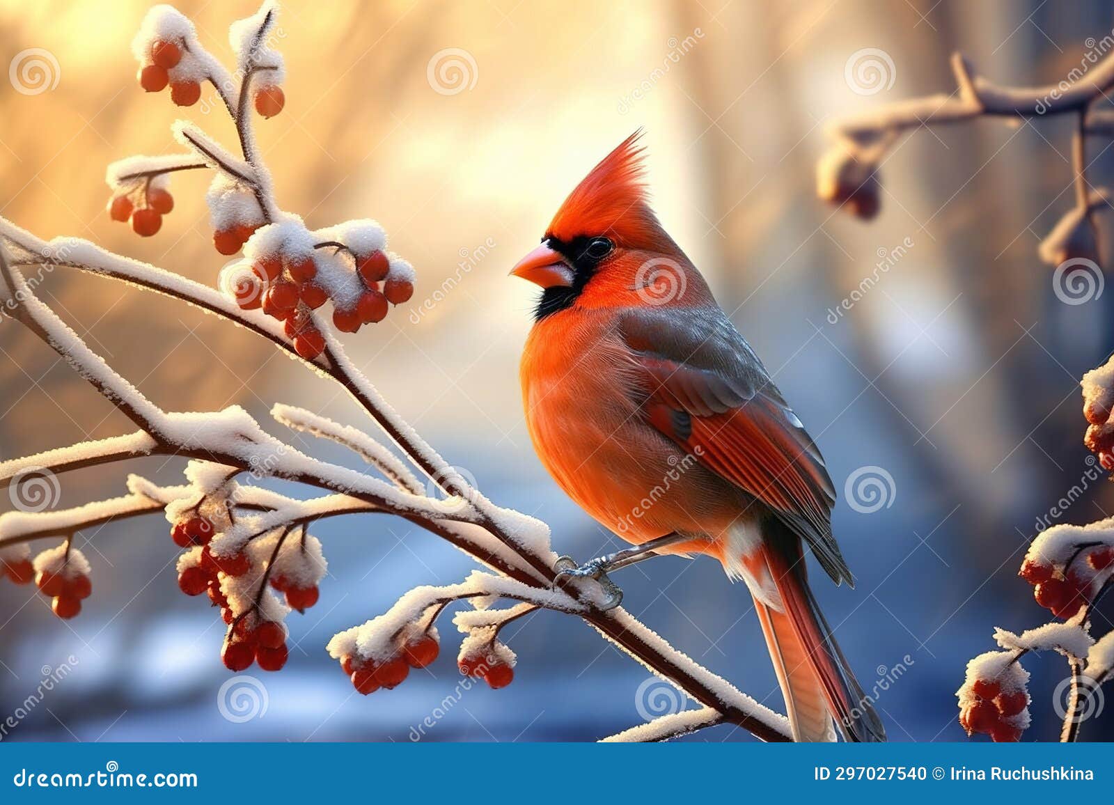 A Cardinal Perched on a Tree Branch in Late Winter Stock Photo - Image ...