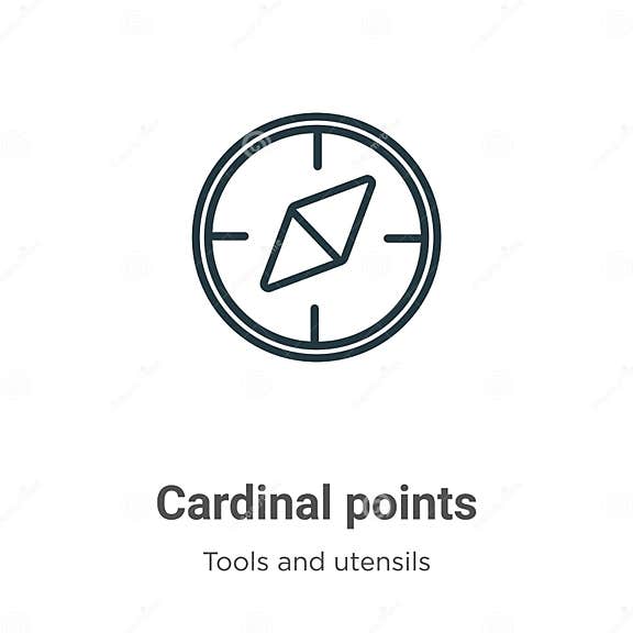 Cardinal Points Outline Vector Icon. Thin Line Black Cardinal Points ...