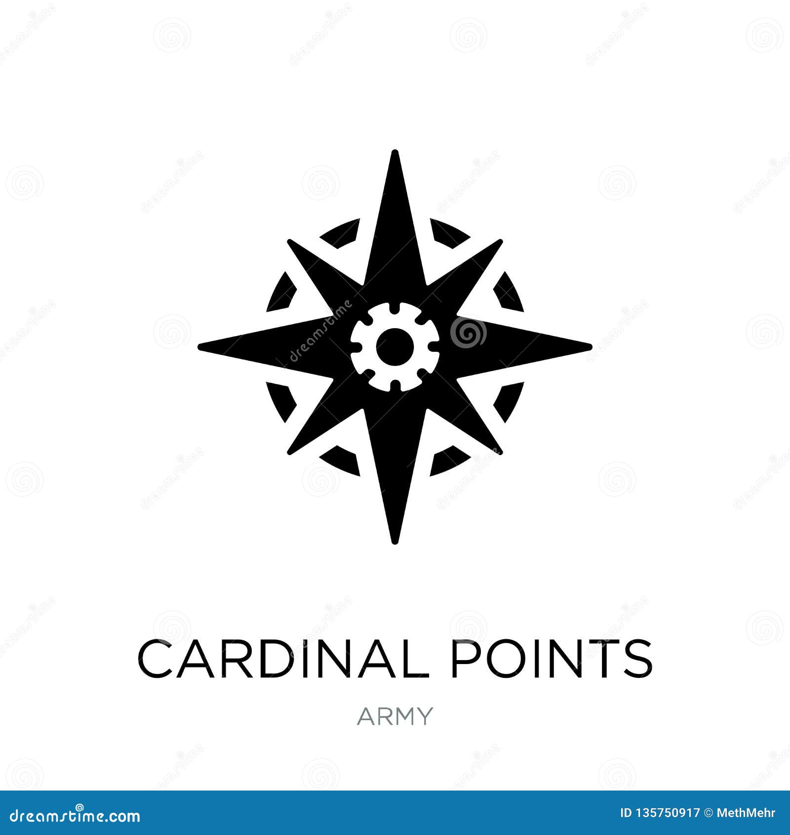 Cardinal Points on Winds Star Icon in Trendy Design Style. Cardinal ...