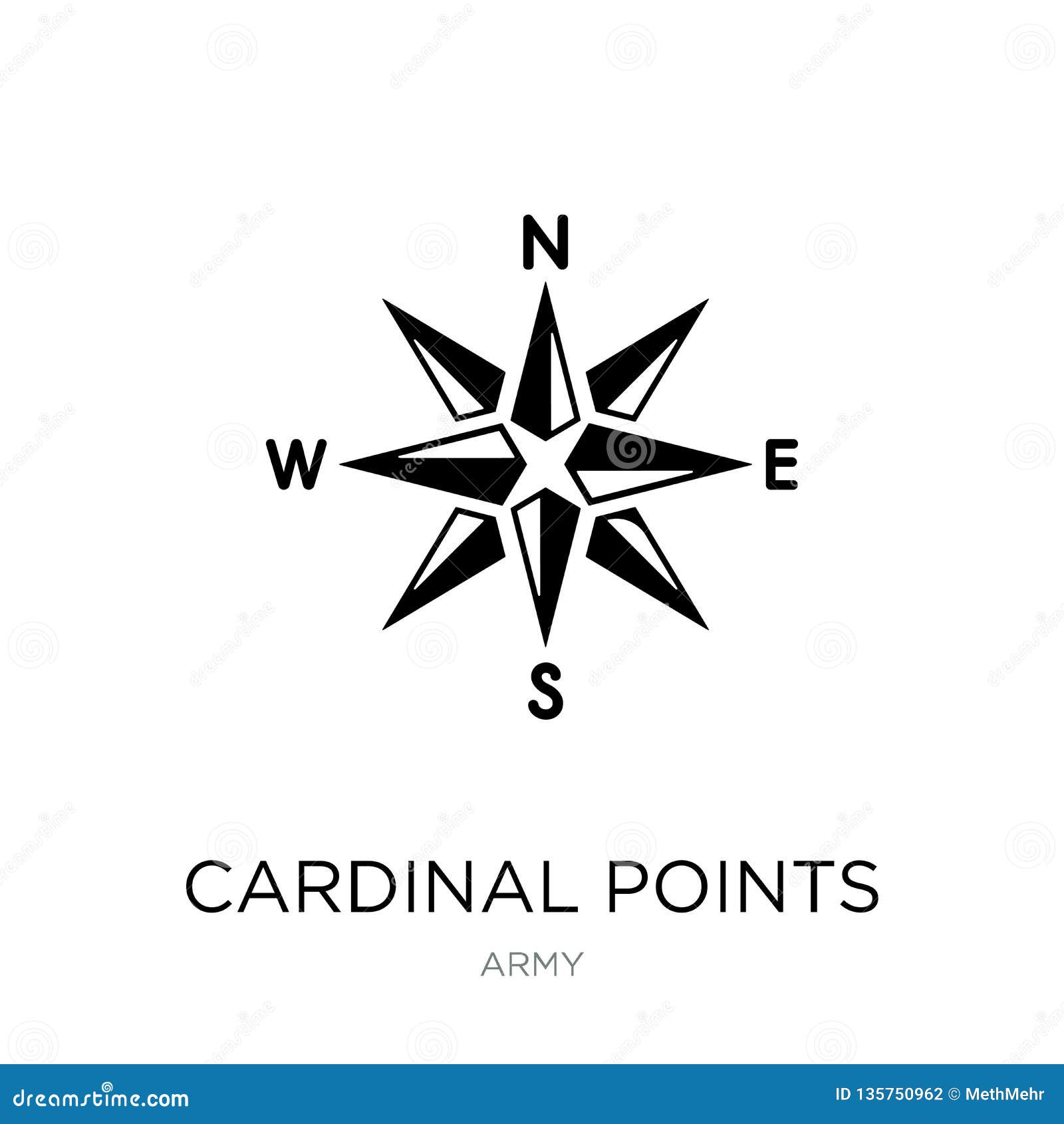Cardinal Points on Winds Star Icon in Trendy Design Style. Cardinal ...