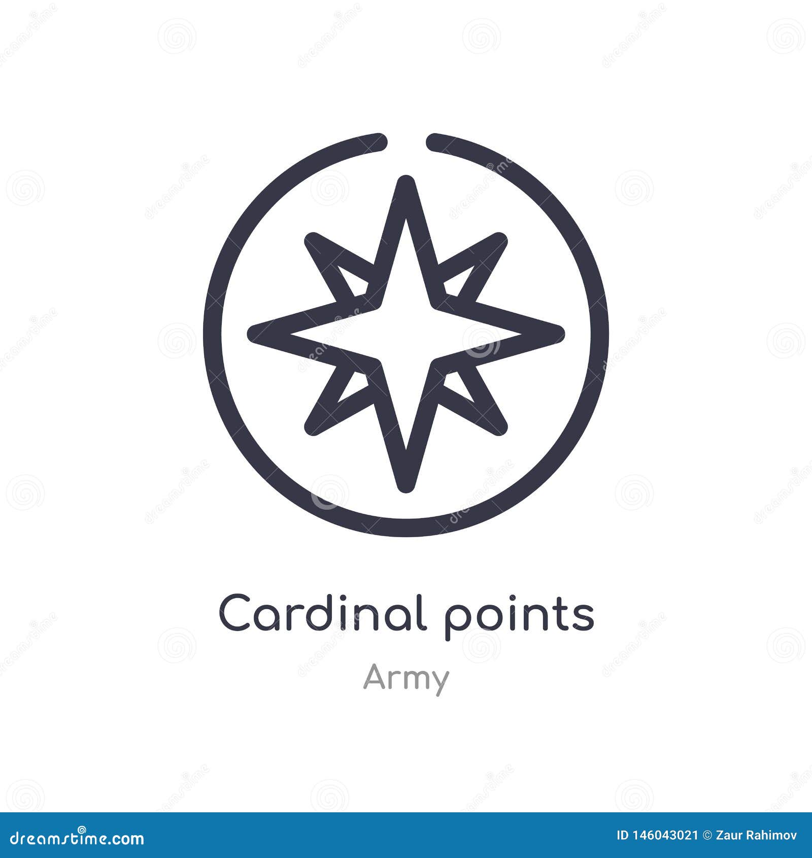Cardinal Points On Winds Star Outline Icon. Isolated Line Vector ... Cardinal Points On Winds Star Outline Icon. Isolated Line Vector ...