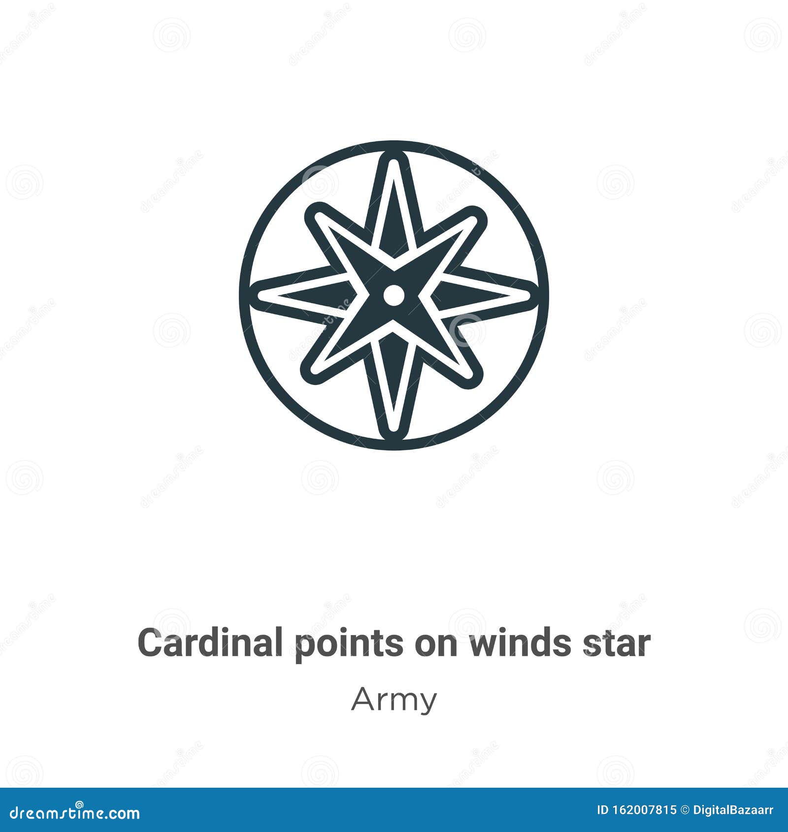 Cardinal Points on Winds Star Vector Icon on White Background. Flat ...