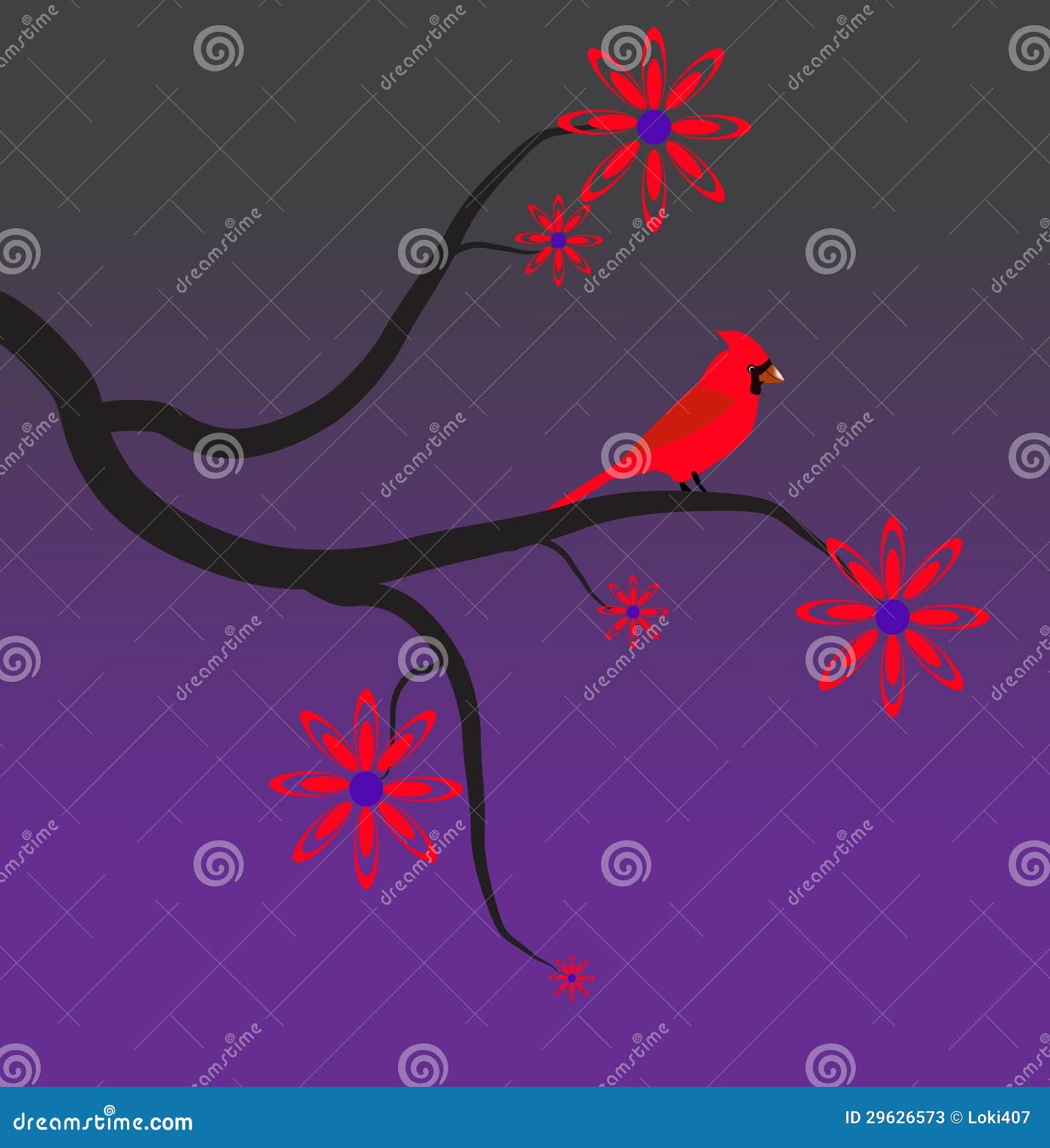 Cardinal in a tree stock vector. Illustration of limbs - 29626573