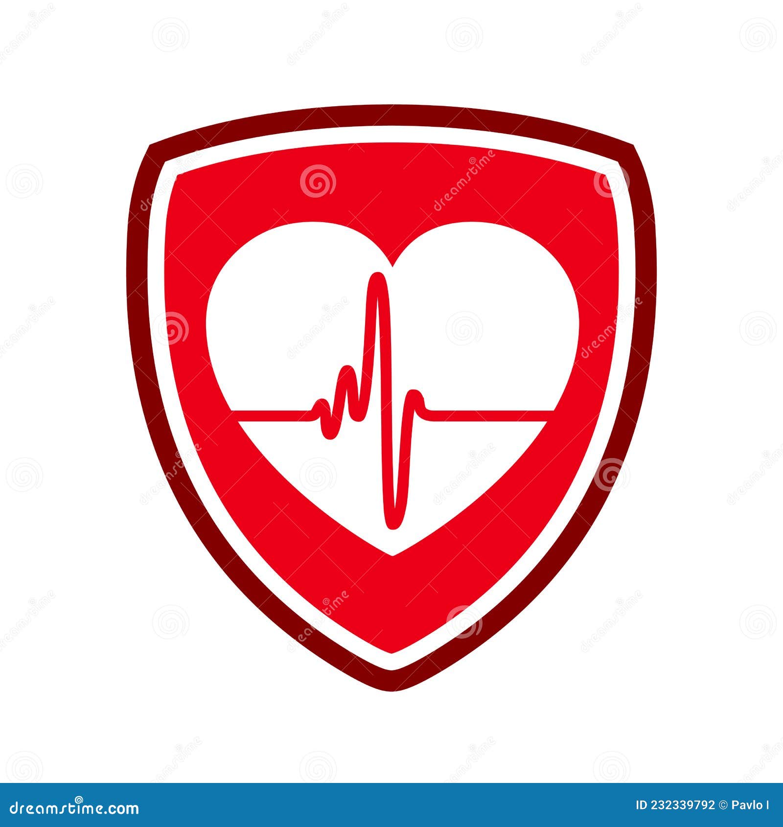 Cardio Icon and Shield, Shield with Heart and Pulse, Protection Against ...