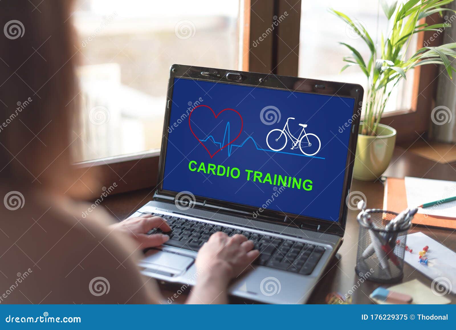 Cardio Training Concept on a Laptop Screen Stock Image - Image of ...
