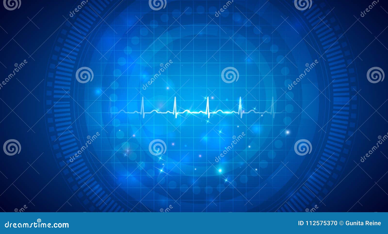 Cardiogram blue background stock vector. Illustration of health - 112575370