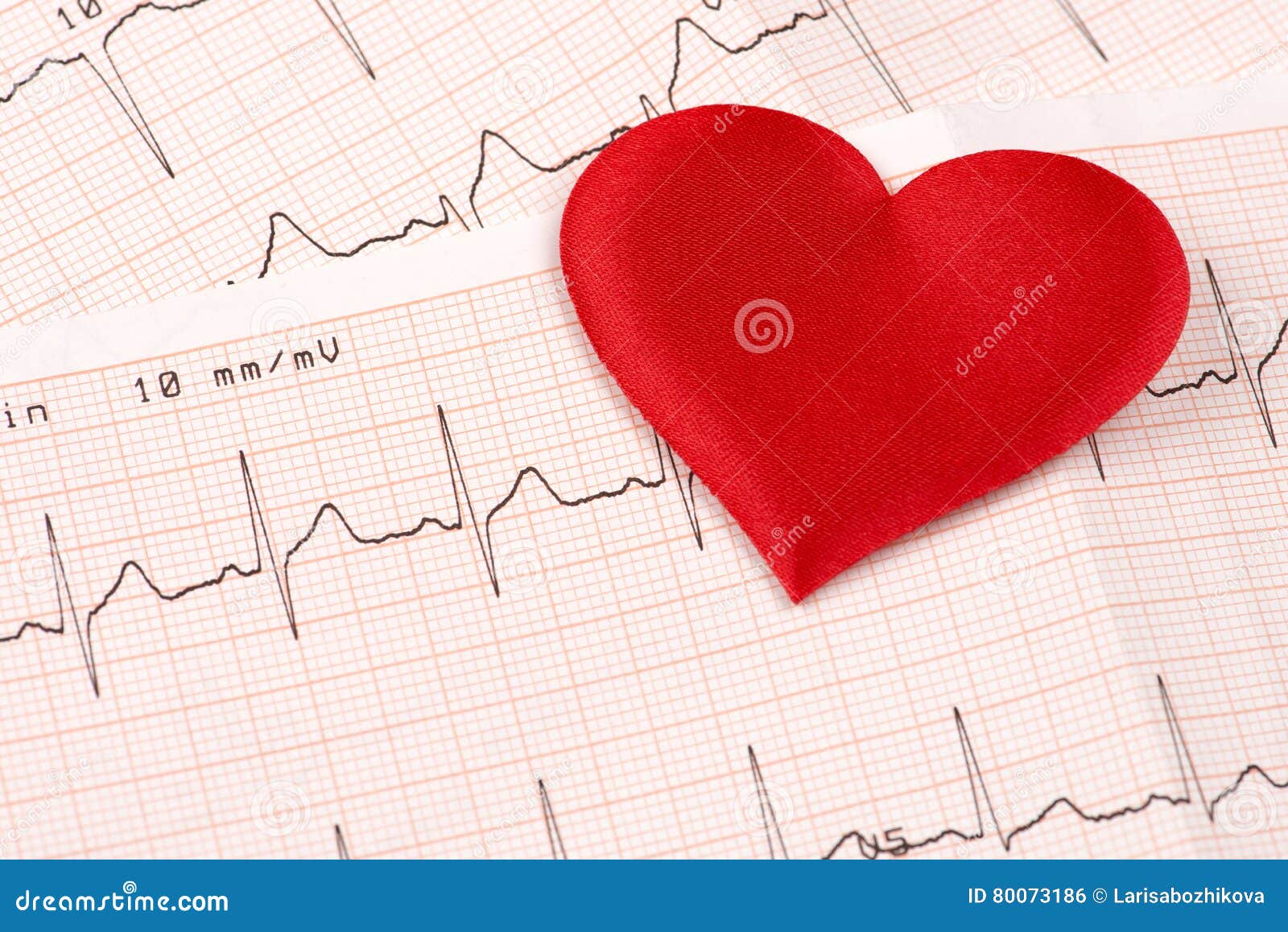 Cardiogram Chart with Red Heart Stock Photo - Image of closeup ...