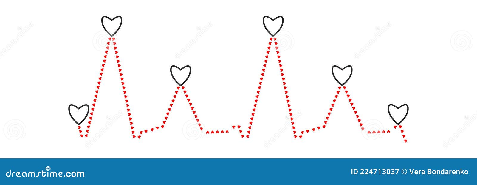 Cardiogram Line Consisting of Red Small Hearts Stock Vector ...