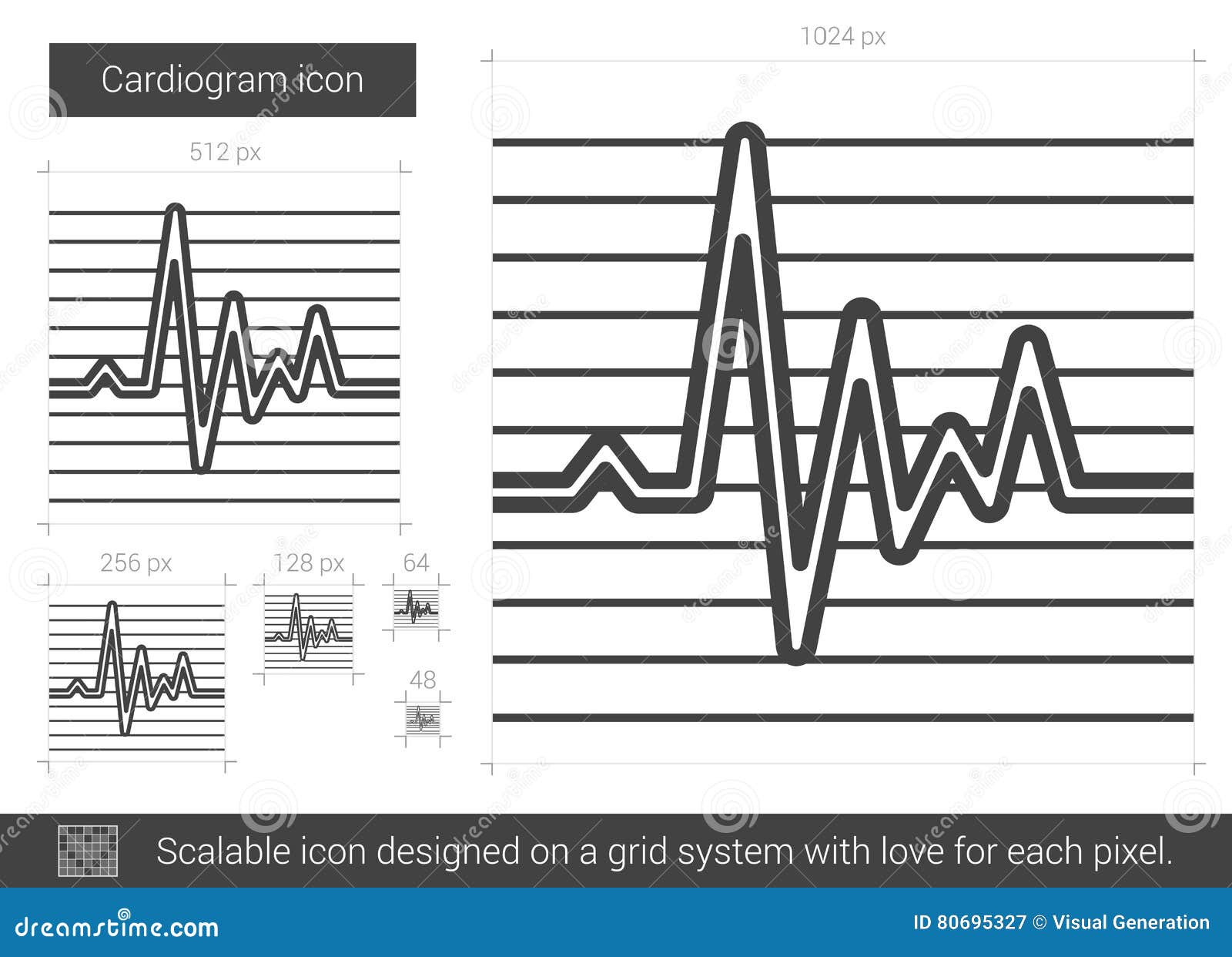 Cardiogram line icon. stock vector. Illustration of abstract - 80695327