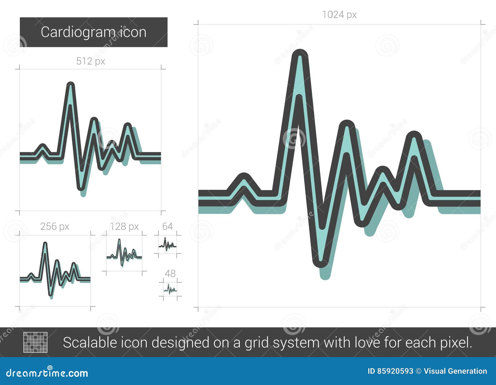 Cardiogram line icon. stock vector. Illustration of electrocardiography ...