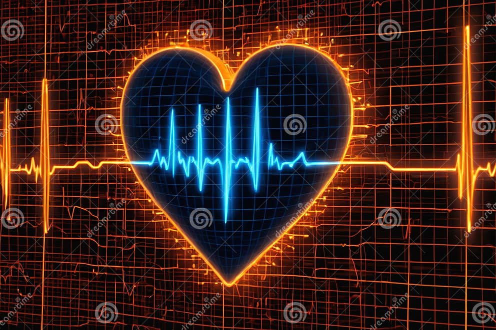 Cardiogram, Pulse Line with Heart Shape Stock Illustration ...
