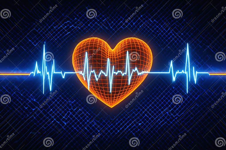 Cardiogram, Pulse Line with Heart Shape Stock Illustration ...