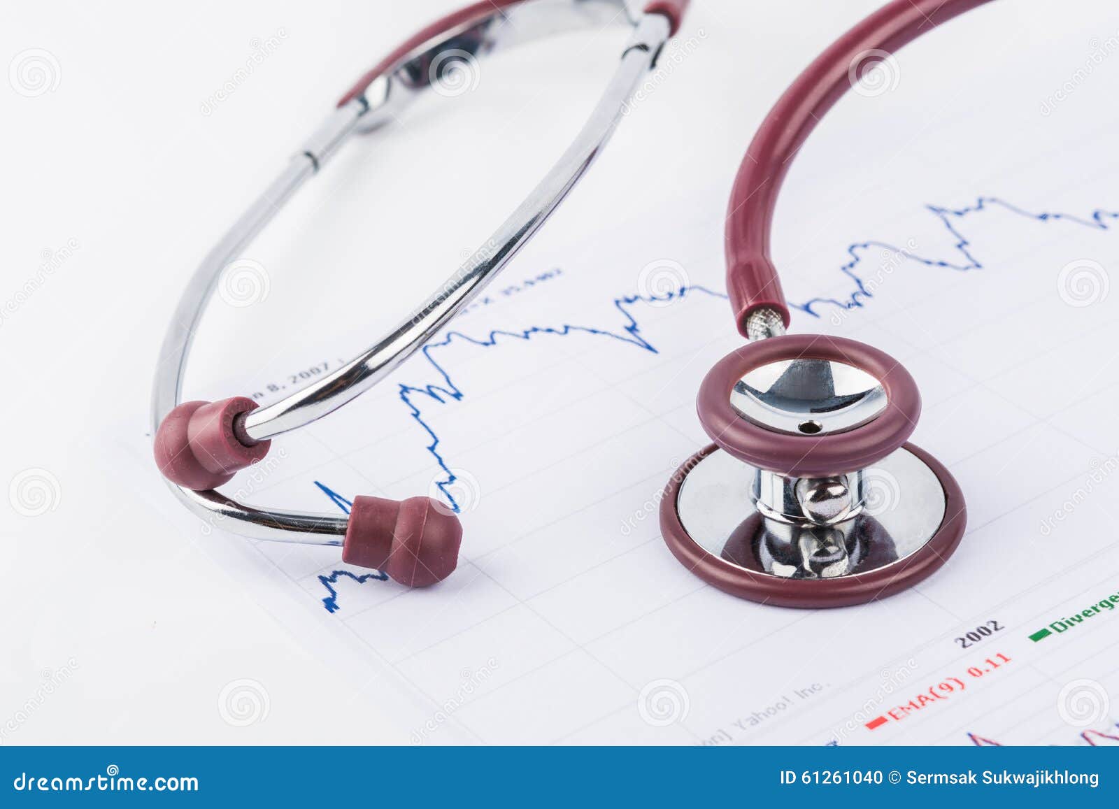 Cardiogram with Stethoscope Stock Photo - Image of hospital, clinic ...