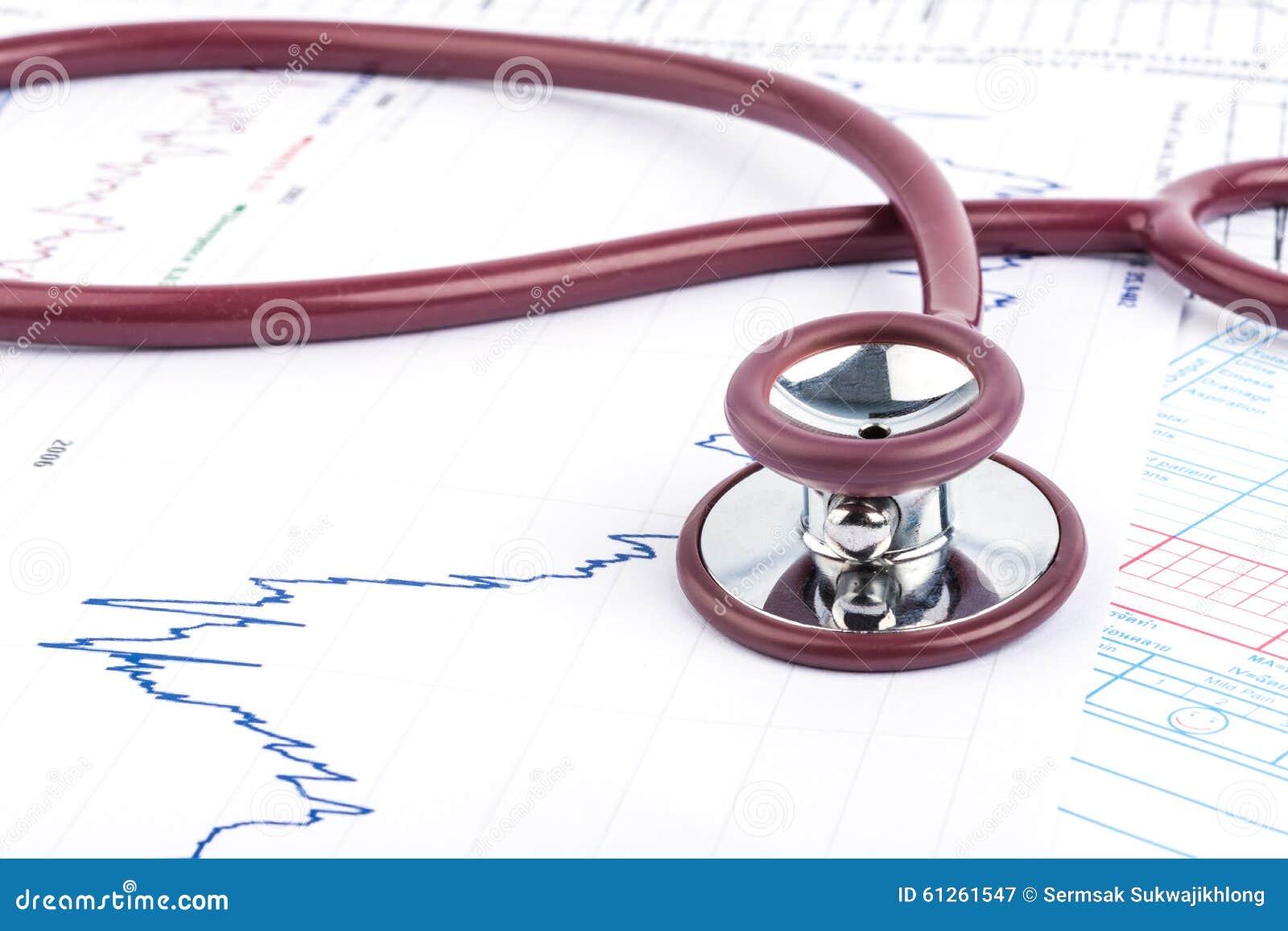 Cardiogram with Stethoscope Stock Image - Image of medical, chart: 61261547