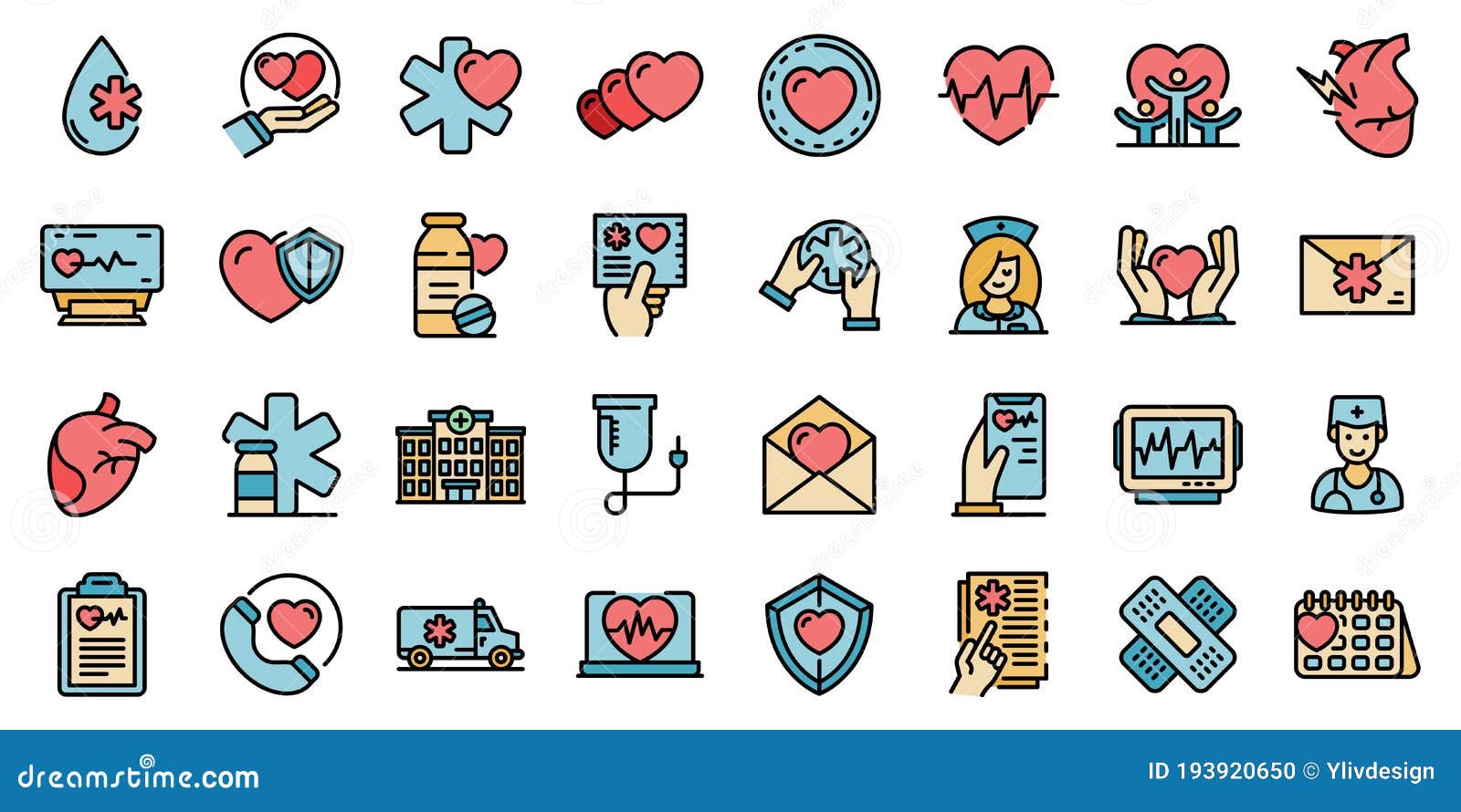 Cardiologist Icons Set Vector Flat Stock Vector - Illustration of girl ...