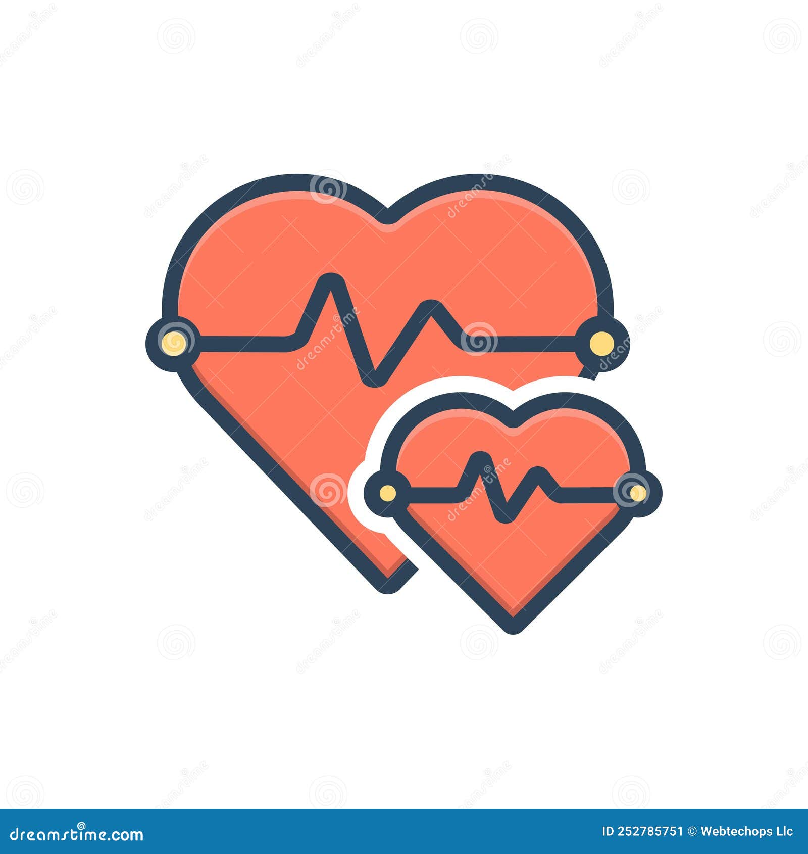 Color Illustration Icon for Cardiovascular, Ekg and Heart Stock Vector ...