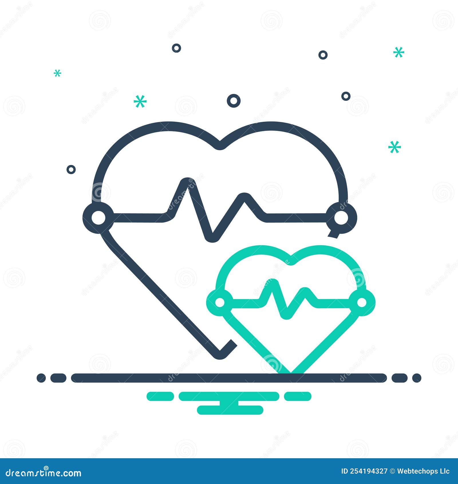 Mix Icon for Cardiovascular, Ekg and Heart Stock Illustration ...