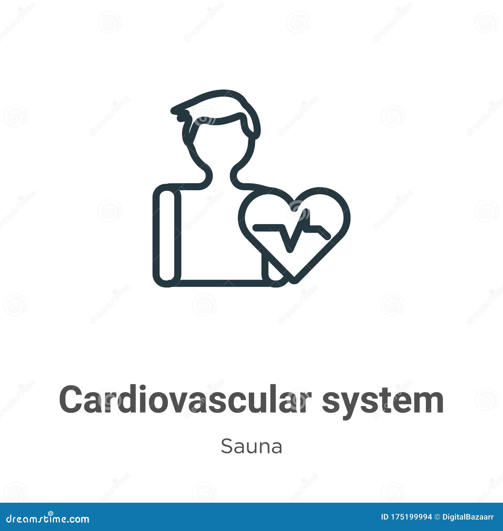 Cardiovascular System Outline Vector Icon. Thin Line Black ...