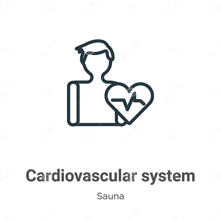 Cardiovascular System Outline Vector Icon. Thin Line Black ...