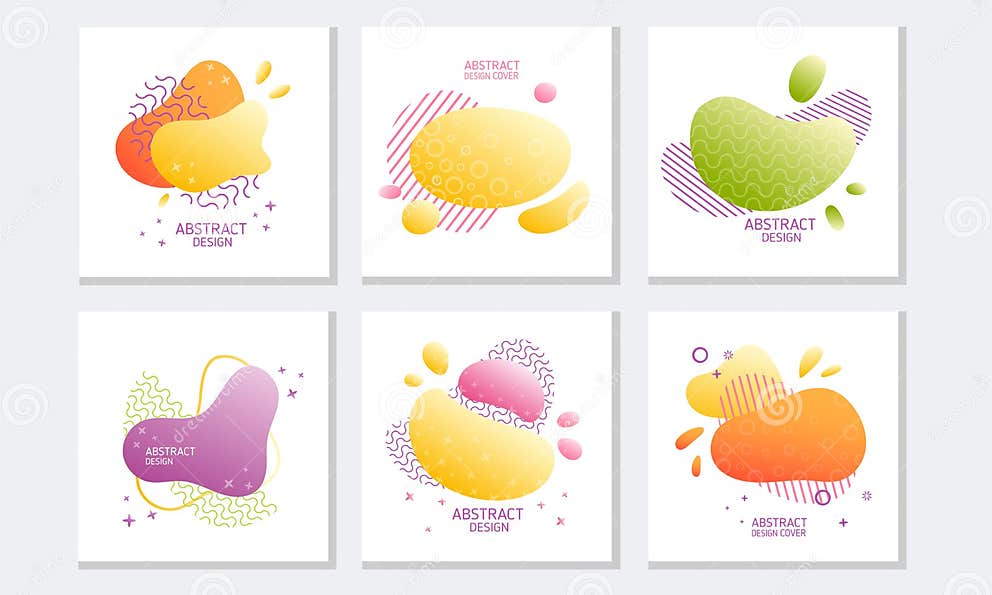 Cards with Abstract Dynamical Colored Forms and Line. Gradient Abstract ...