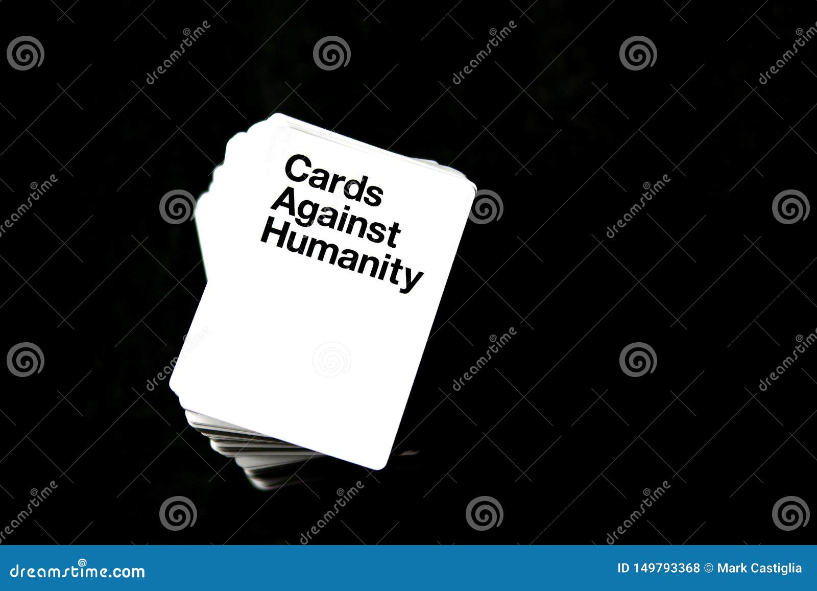 Cards Against Humanity. Stacked Cards on Black Background Stock Photo ...
