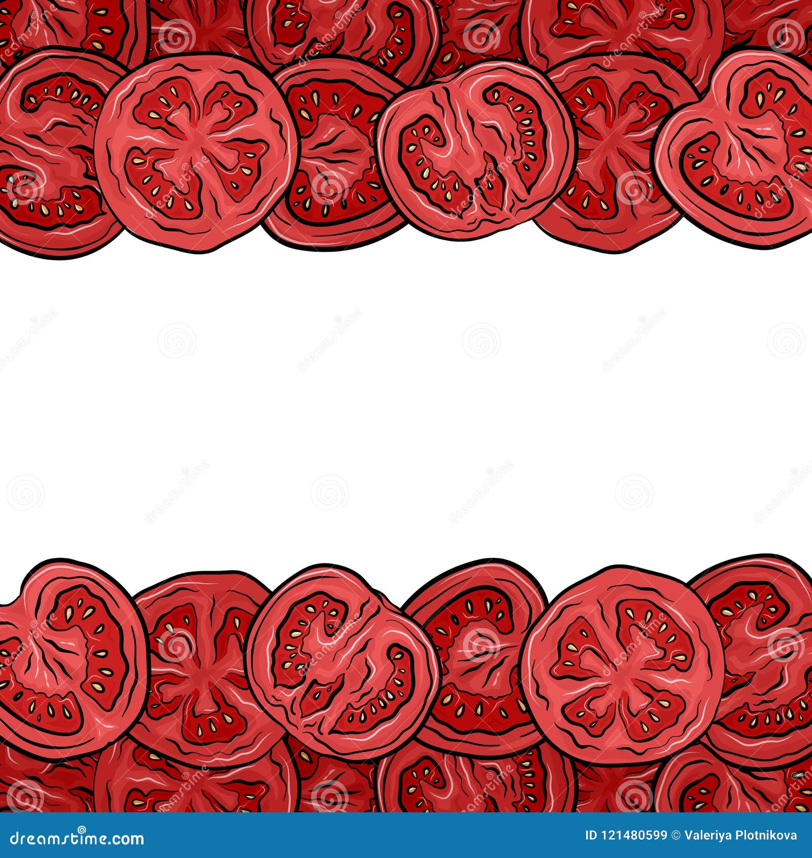 Cards with Borders of Tomatoes in a Cut and Place for Text. Stock ...